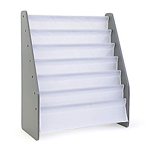 Humble Crew Kids Super Sized Bookshelf 6 Tier Book Rack Organizer, Grey/White & Grey/White Toy Organizer, 9 Bin Storage, 24" Tall