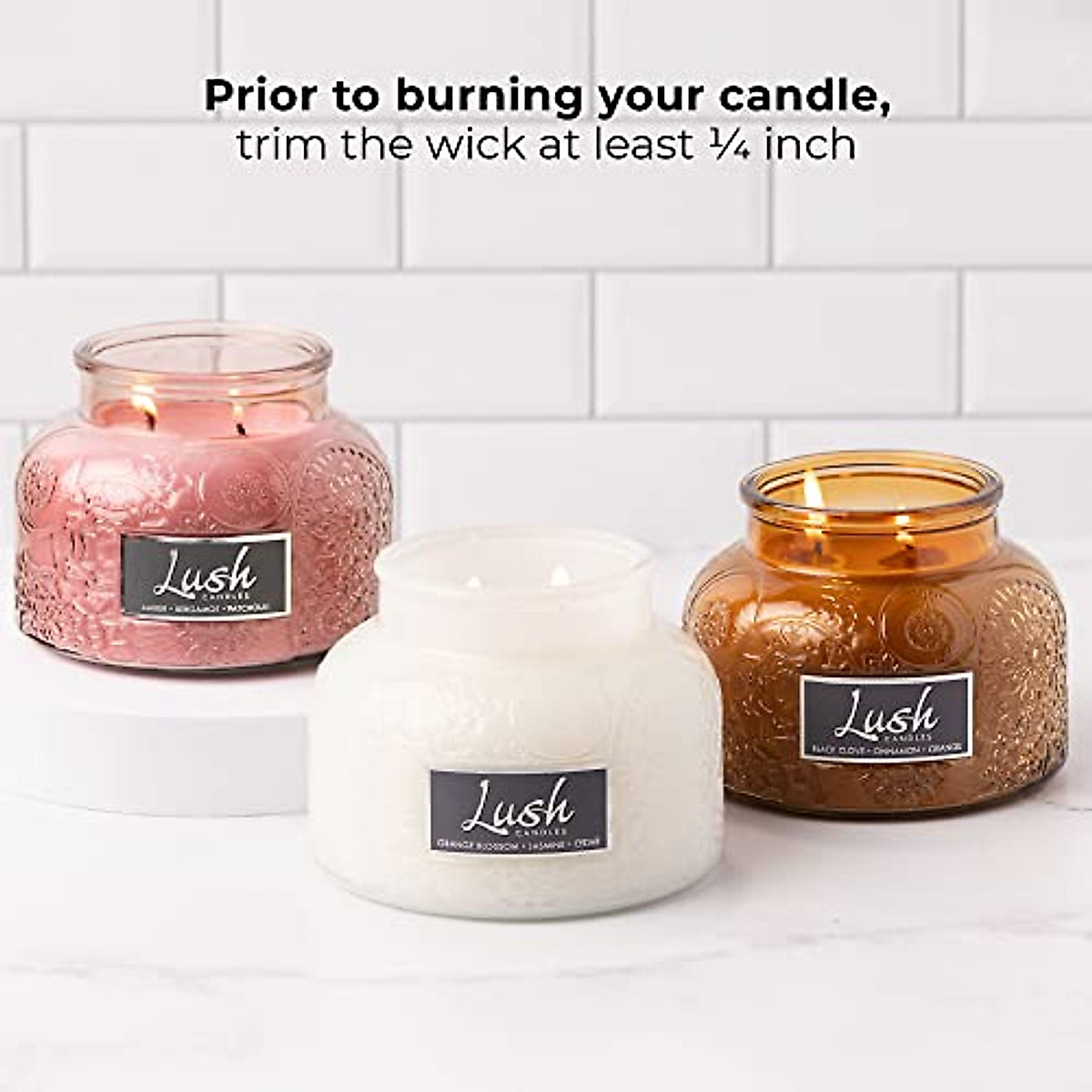 A Cheerful Giver - Amber Bergamot Patchouli - 20oz Large Scented Candle Jar with Lid- Lush - 95 Hours of Burn Time, Gift for Women, Pink