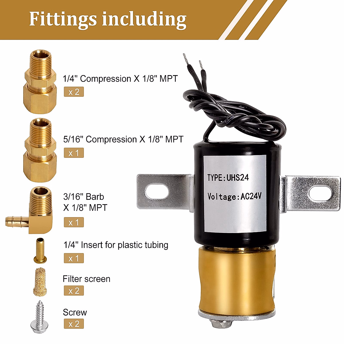 UP2WIN Replacement UHS24 Solenoid Valve, Humidifier Water Solenoid Valve Compatible with Honeywell HE265A HE360 HE260 HE220 HE225, Aprilaire Carrier Furnace Humidifier