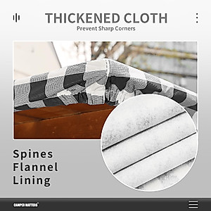 CAMPER MATTERS Picnic Table Cover and Bench Covers, Fitted Tablecloth Cover with Elastic Edge, Water and Oil Proof, for Outdoor, Garden, Camping, 96x30 Inch, 3 Pieces Set, Black & White