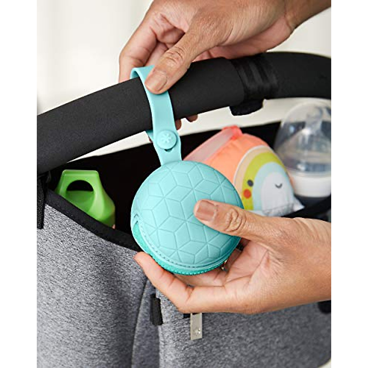 Skip Hop Silicone Pacifier Holder, Grab & Go, Light Teal