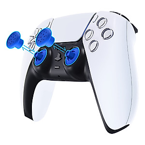 eXtremeRate ThumbsGear Interchangeable Ergonomic Thumbstick for PS5 Controller, for PS4 All Model Controller - 3 Height Domed and Concave Grips Adjustable Joystick - Blue