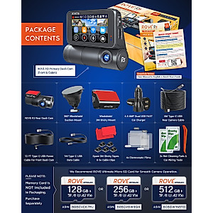 ROVE R3 Dash Cam | Hardwire Kit | 128GB Micro SD Card