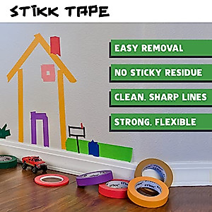 3 Pack 1" x 60yd STIKK Green Painters Tape 14 Day Easy Removal Trim Edge Finishing Masking Tape (.94 in 24MM)