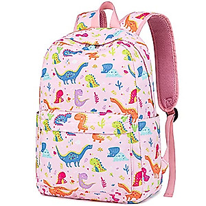 CAMTOP Kids Backpack for Girls School Bookbag with Lunch Box Set for Preschool Kindergarten Elementary (Colorful-Dinosaur)