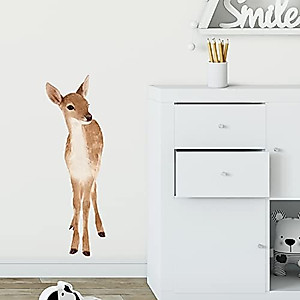 RoyoLam Cute Deer Wall Decal Nursery Animal Fawn Wall Sticker Removable Peel and Stick Waterproof Wall Art Decor Stickers for Kids Baby Classroom Living Room Playing Room Bedroom