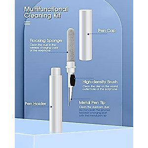 SRJTEK Bluetooth Earphones Cleaning Pen for AirPods Charging Case,Multi Function Cleaner Kit with Soft Brush for Huawei for Samsung Earbuds