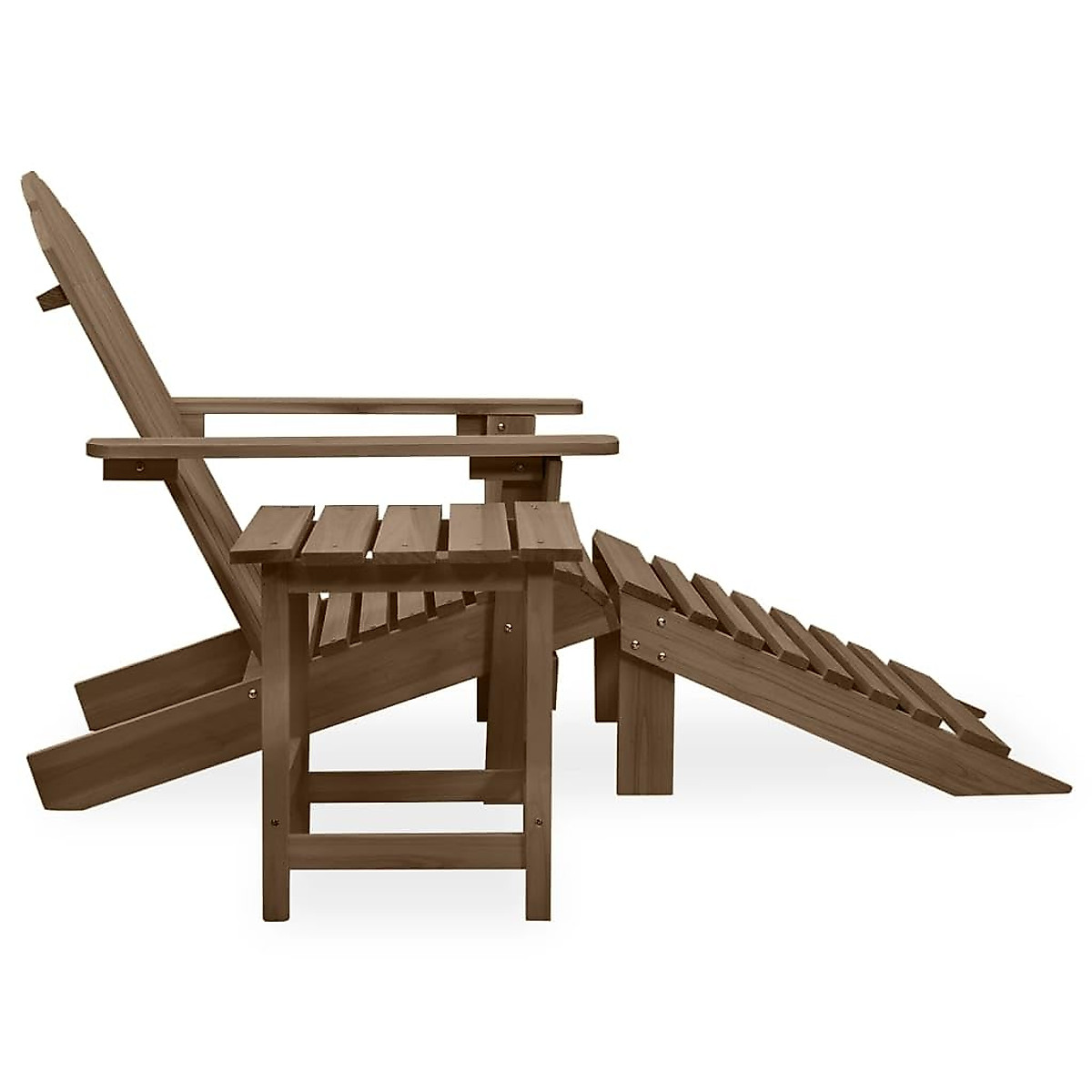 Tidyard Patio Adirondack Chair with Ottoman&Table Solid Fir Wood Brown Outdoor Fire Pit Chair Wooden Garden Armchair for Porch Pool Lawn Deck Backyard Balcony Outdoor