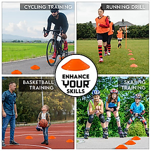 24 Pcs Soccer Cones for Training - with Mesh Bag & Strap - Flexible & Heavy Duty - Best for Football, Basketball & Running Drills - Premium Quality Soccer Training Cones Sports