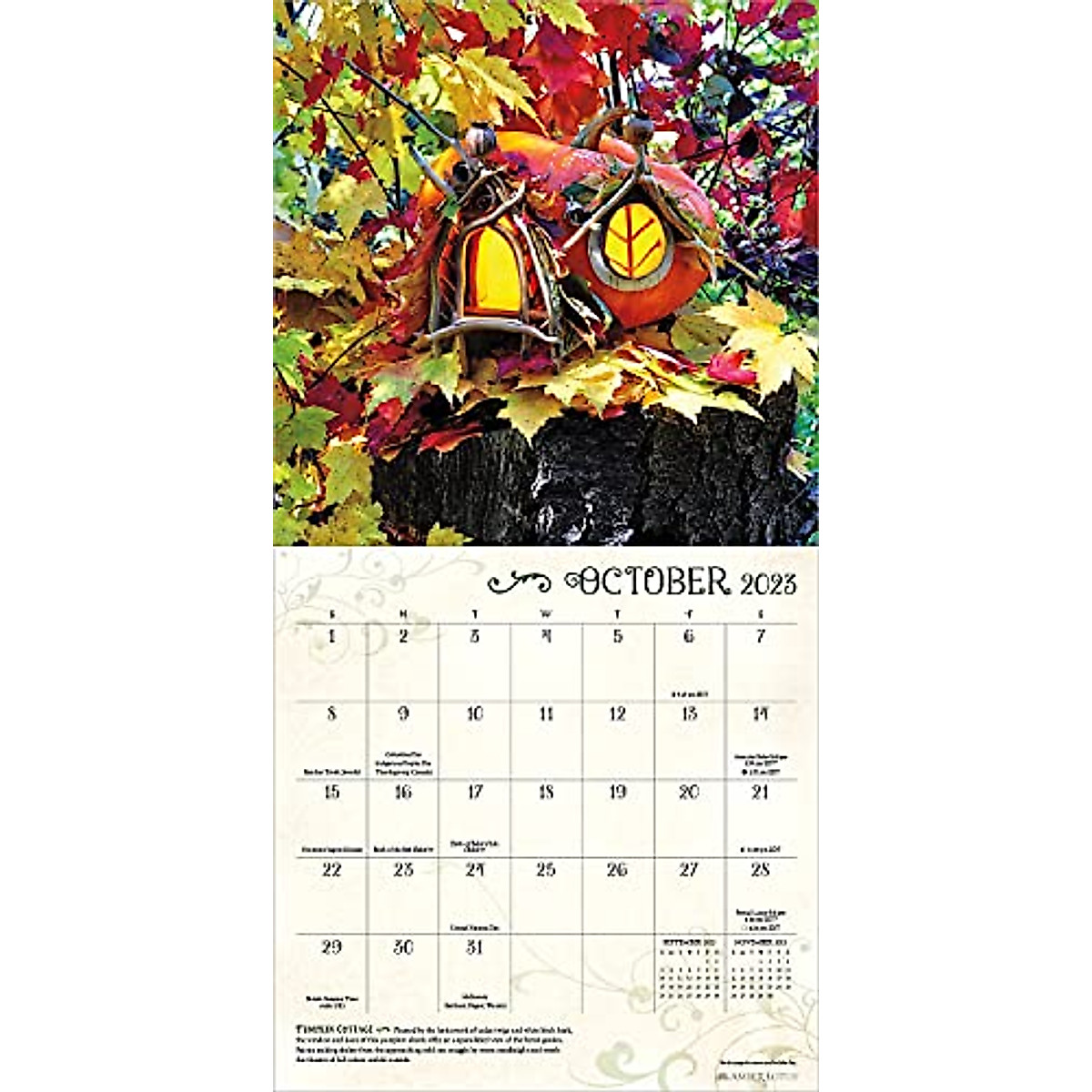 Fairy Houses 2023 Wall Calendar by Sally Smith | 12" x 24" Open | Amber Lotus Publishing