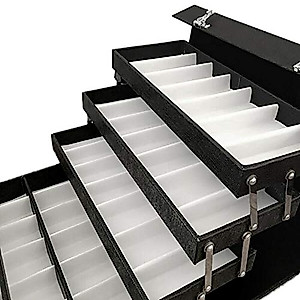 TFCFL Sunglasses Organizer, Sunglasses Slot Display Case,Sunglasses Jewelry Collection Storage Holder Box with Clear Glass Lid PU (48 Slots)