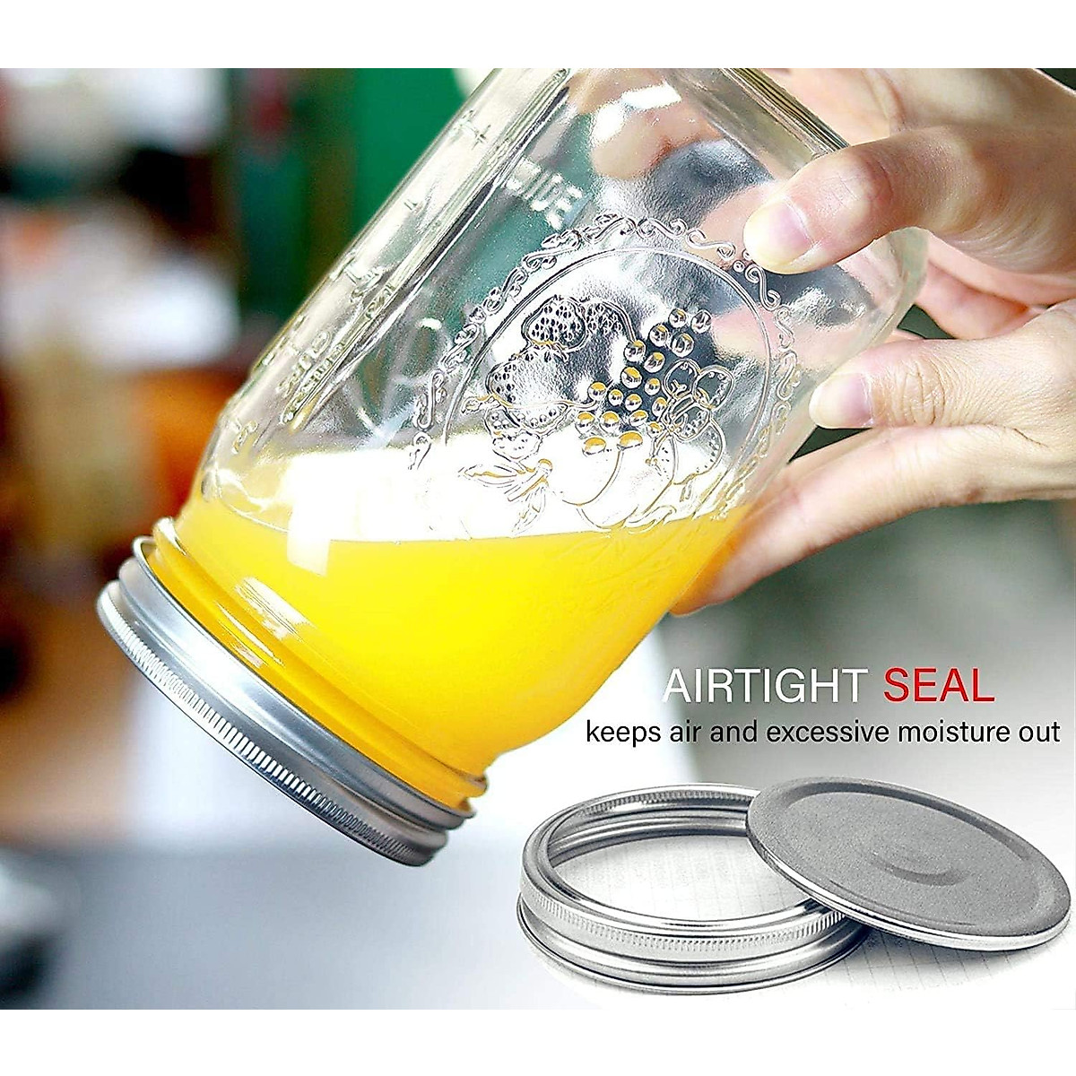 Wide Mouth Mason Jars 32 oz - 12 Pack Large Glass Mason Jars with Airtight Lids and Bands, 1 Quart Mason Jars for Pickling, Canning, Fermenting and Food Storage, Microwave & Dishwasher Safe