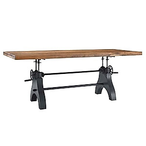 Modway EEI-6149-BLK-NAT Genuine 96" Crank Adjustable Height Dining and Conference Table, Black Natural