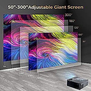 ONE·Mix，WiFi Bluetooth Projector, HD Native 1080P Projector ，Video Outdoor Movie Projector, Support 4K &300＂Screen Compatible with Smartphone (Wirelessly)/PC/Bluetooth Speakers/TV Stick/PS4/PS5/PPT