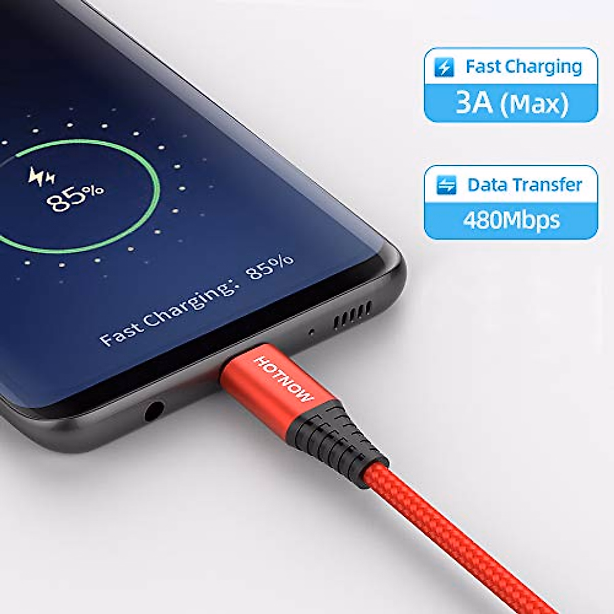 HOTNOW Short Micro USB Cable 1ft 3Pack, 12 inch Android Charger Cables Nylon Braided Fast Charging Cord for Samsung Galaxy S7 S6 S7 Edge S5,Note 5,PS4,Power Bank and More