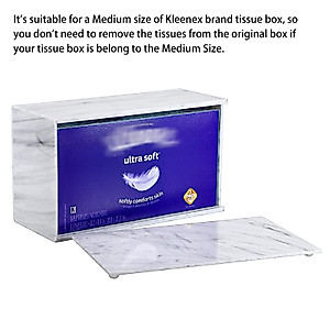Sumnacon Tissue Box Cover - Decorative Acrylic Tissue Box Holder, Stylish Facial Tissue Holder for Dresser Bathroom Bedroom Table Night Stand Countertop Home Office Decor (9.4 x 5.4 Inch/Rectangular, Mable White)