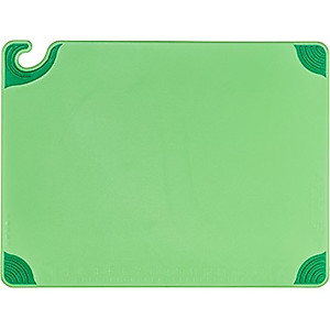 San Jamar Saf-T-Grip Plastic Cutting Board with Safety Hook, 18" x 24" x 0.5", Green