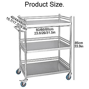 Medical Cart, Lab Rolling Cart 3 Shelves Shelf Stainless Steel Rolling Cart, With Dirt Bucket & Drawer Spacious Beauty Salon Rolling Cart, for Hospital Dental Clinic Home ( Color : Standard , Size : 6