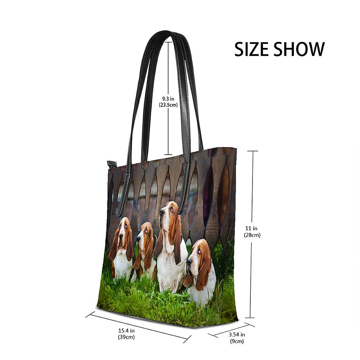 Shoulder Bag for Women Tote Bags Leather Shopper Bag Large Work Dogs Basset Hound Sitting Decor Handbags Casual Bag