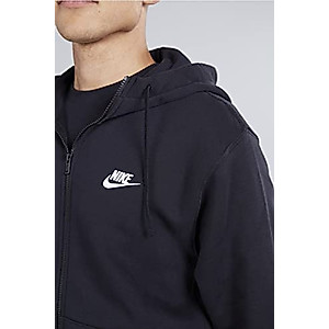 Nike Men's Sportswear Club Fleece Full Zip Hoodie, Fleece Zip-Up Hoodie Men, Black/Black/White, L-T
