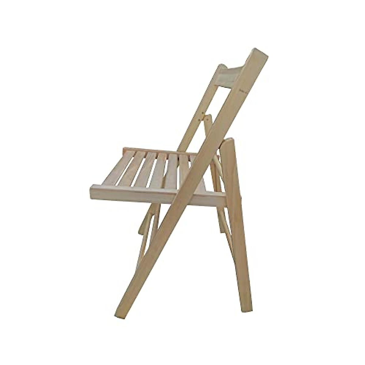 CIATRE Set of 2 Comfy Solid Wood Folding Chairs with Slatted Seat and Open Back - Fully Assembled for Indoor/Outdoor Events (Natural)