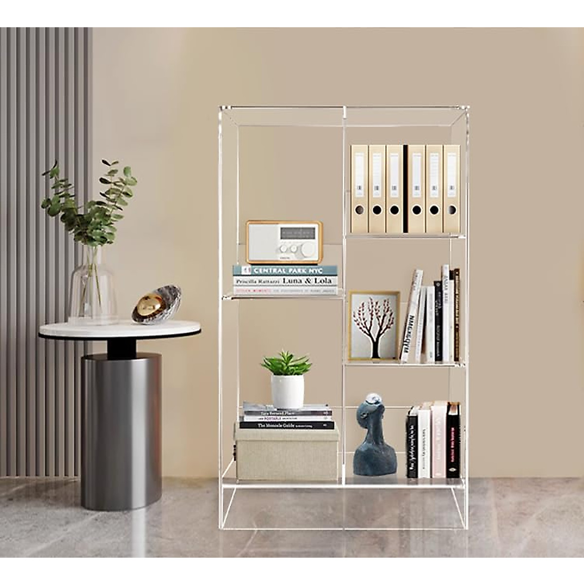 ONELUX 2306 Multi-Functional Acrylic Storage Rack,Shelf Opening, Bedroom Living Room Bathroom Vertical Bookcase, Display Shelf, Storage Organizer, (5 Cube)