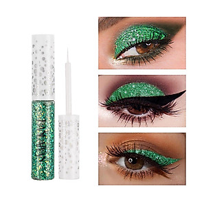 Eyret Green Liquid Eyeshadow Long Lasting Glitter Eyeliner Party Sparkle Sequins Eyeshadow Beauty Cosmetic Makeup for Women and Girls (C-Green)