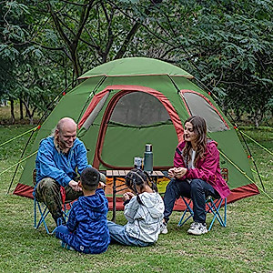 KAZOO Outdoor Camping Tent 2/4 Person Waterproof Camping Tents Easy Setup Two/Four Man Tent Sun Shade 2/3/4 People (4PGreen)