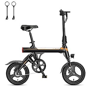 Jasion EB3 Electric Bike for Adults 21mph Folding Adults Electric Bicycles, 350W Brushless Motor, 36V 7.5Ah Battery, Center Suspension, 3 Levels Assist, 14" Foldable ebike for Adults and Teens