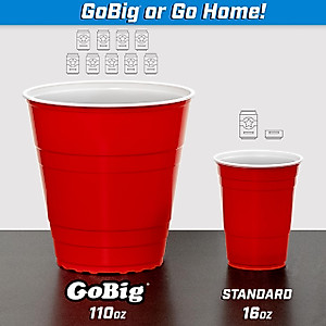 GoPong Giant Yard Pong Drinking Game for Adults – Indoor/Outdoor Lawn, Beach, and Tailgating Beer Pong Party Game – 24 Heavy Duty Giant Cups with 4 Balls