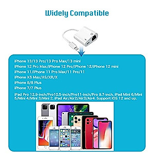 Lightning to Ethernet Adapter, Tuliyet RJ45 Ethernet LAN Network Adapter, Supports 100Mbps Ethernet Network with Charge Port, Support iOS 10.3.3 to iOS 15, Plug and Play