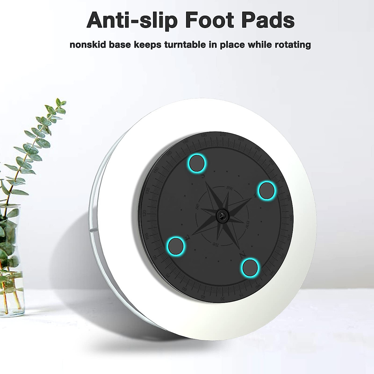 Lazy Susan Turntable Organizer - 11" Metal Rotating Spice Rack for Cabinet Pantry Refrigerator, White