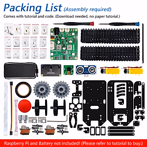 Freenove Tank Robot Kit for Raspberry Pi 4 B 3 B+ B A+, Crawler Chassis, Grab Objects, Ball Tracing, Line Tracking, Obstacle Avoidance, App Control, Camera, Servo (Raspberry Pi NOT Included)