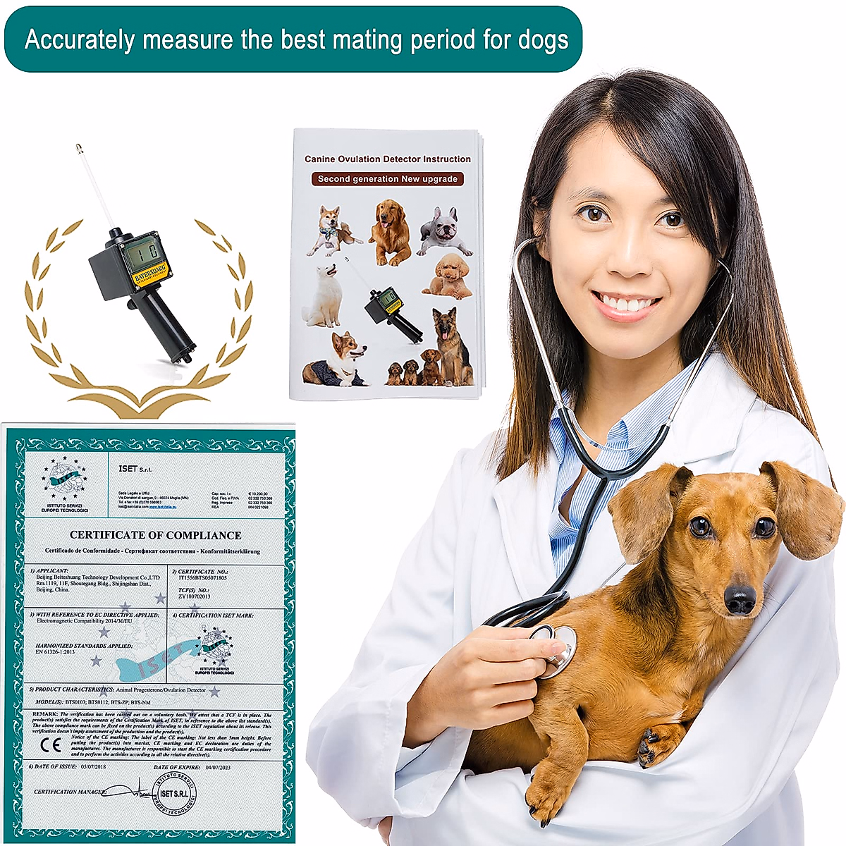 Dog Ovulation Detector,Canine Breeder Tester Artificial Insemination Dogs Breeding Machine,Convenient Formulate Mating Pregnancy Planning,with Detailed English manual and Premium storage box