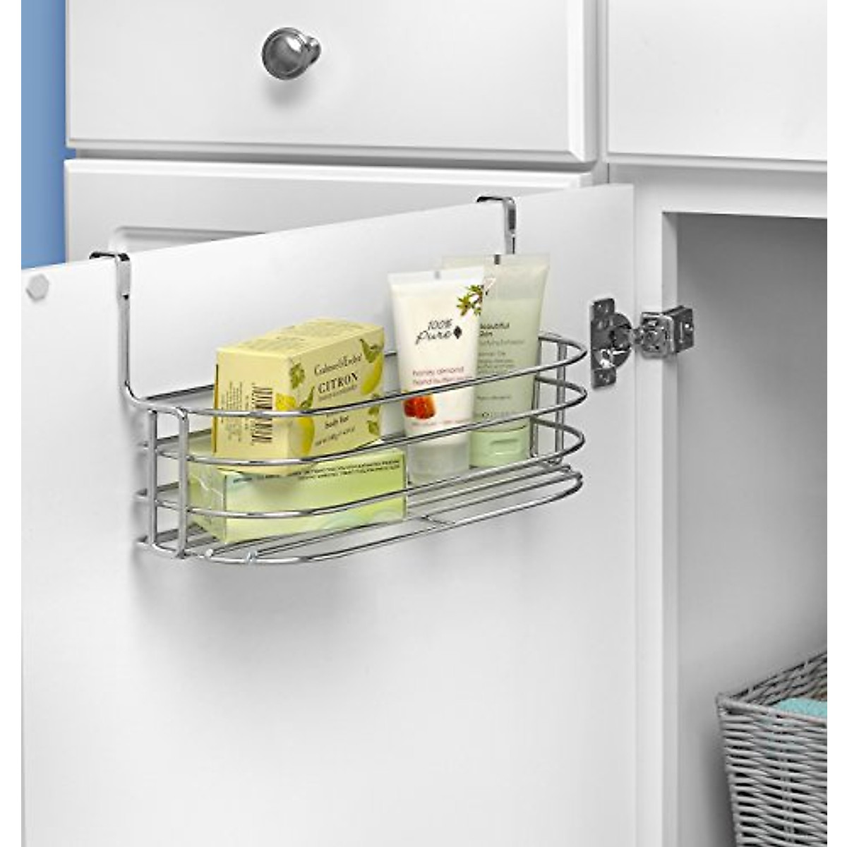 Spectrum Diversified Duo Over-the-Cabinet Towel Bar and Small Basket, Large, Chrome