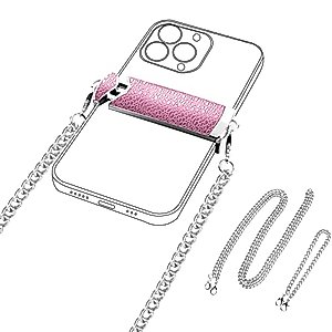Universal Detachable Metal Phone Case with Lanyard Clip for iPhone, Galaxy & Most Smartphones - Pink