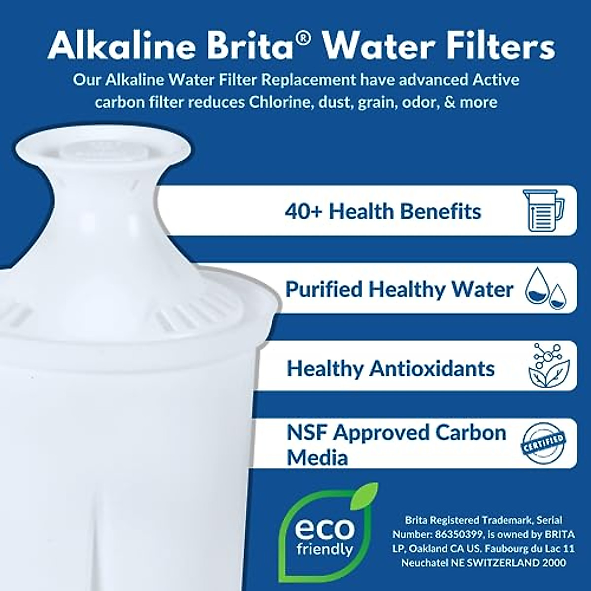 Life Ionizer - Alkaline Brita Water Filter Replacement - Brita Pitchers Compatible Alkaline Water Pitcher Replacement Filter - Enhances Taste and pH Level of Brita Pitcher Water - Pack of 3