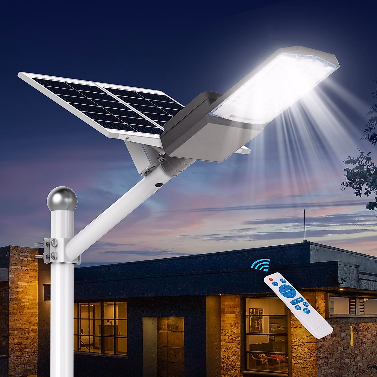 Solar Street Light 800W Solar Street Lights Outdoor IP67 Waterproof 80000LM Solar Powered Led Street Light Dusk to Dawn with Remote Control Commercial Solar Parking Lot Lights for Yard Garden Stadium