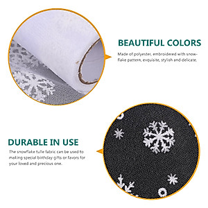 Ciieeo 10 Yards Christmas Fabric Tulle Roll Snowflake Tulle Roll Glitter Gauze Ribbon for Craft Bow Tutu Skirt Sewing Wedding Party Decoration 6 Inch Width White