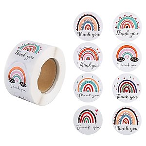 Rainbow Sticker Ruiwaer 500pcs Rainbow Thank You Label Stickers 1.5 Inch Round Wedding Holiday Party Decoration Birthday Gift Sticker Baking Sticker Label