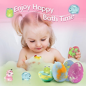 Bath Bombs for Kids with Toys Inside, 12Pcs Kids Bath Bombs with Glow-in-The-Dark Surprise Inside, Handmade Bubble Bath Fizz Balls, Gentle and Kids Safe, Birthday Easter Stuffers for Girls Boys
