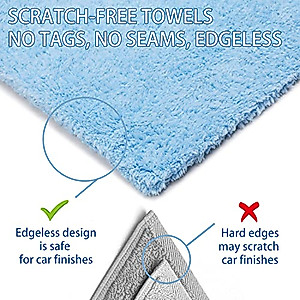 CARCAREZ Microfiber Towels for Cars, Car Drying Wash Detailing Buffing Polishing Towel with Plush Edgeless Microfiber Cloth, 450 GSM 16x16 in. Pack of 6