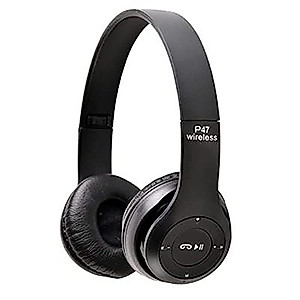 Gaea P47 Wireless Headphones Rechargeable Bluetooth 5.0 Over Ear Headphones Foldable Headset with Built-in Mic Lightweight Headset with Wired Mode for Kids Adults Black