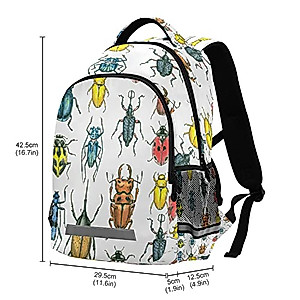 Vozoza Beetle Insect Backpack for Girls Kids Boys School Bookbags, Student Laptop Backpack Carrying Bag Casual Lightweight Travel Sports Day Packs