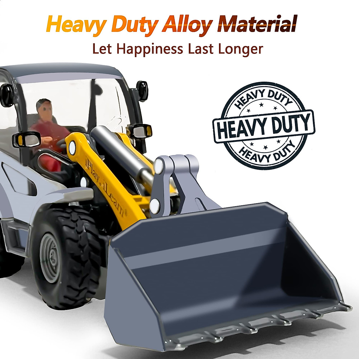 iPlay, iLearn Heavy Duty Construction Site Playset, Metal Dump Truck, Excavator Digger Backhoe, Tractor Bulldozer Diecast Vehicle, Outdoor Sandbox Car Toy, Birthday Gift 3 4 5 Year Old Boy Kid Toddler