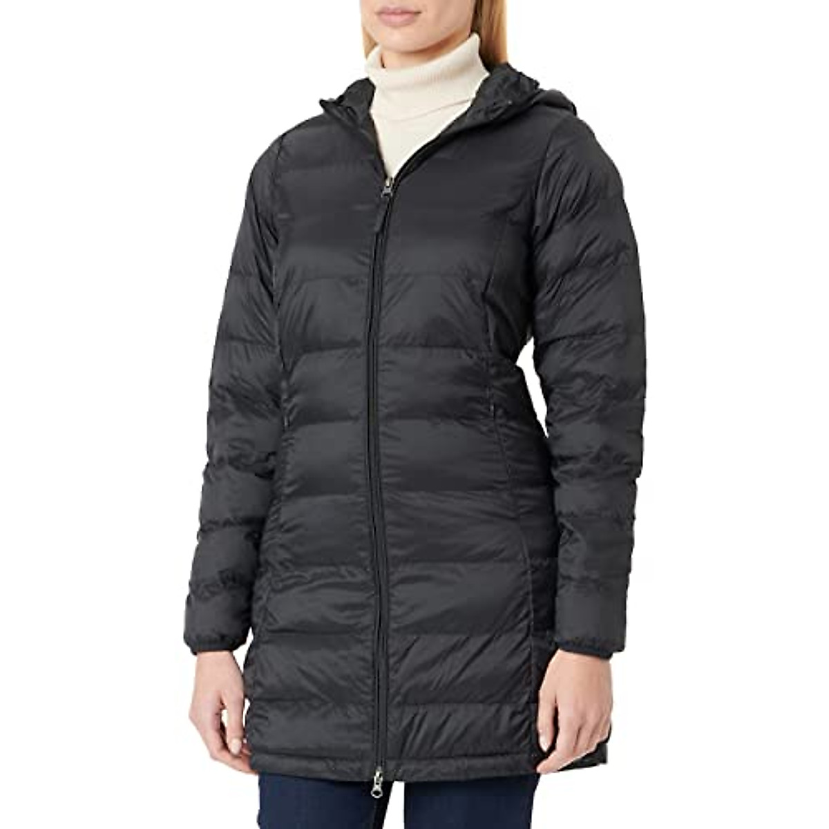 Amazon Essentials Women's Lightweight Water-Resistant Hooded Puffer Coat (Available in Plus Size), Black, Medium