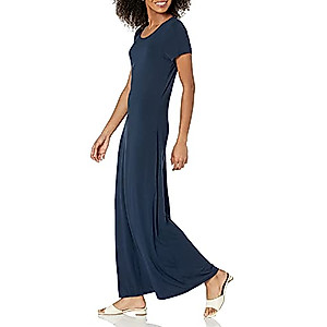 Amazon Essentials Women's Short-Sleeve Maxi Dress, Navy, Large
