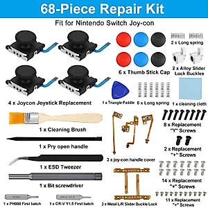 EEEKit Joystick Replacement for Joycon, 3D Analog Thumb Stick Repair Kit for Switch, Switch Lite, Switch OLED, 68PCS