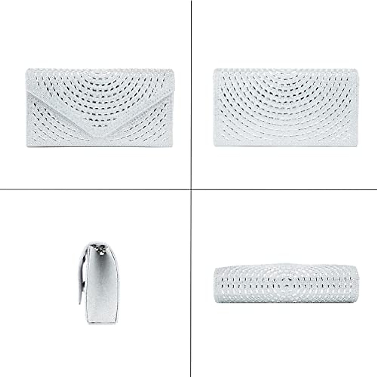 GripIt Rhinestones Clutch Evening Purses for Women Wedding Formal Evening Handbag Dress Elegant Purses Sparkly Clutch,Silver