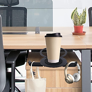 Headphone Stand with Cup Holder/2 Hidden Headset Hooks for All Headsets, 360° Adjustable & Rotating Desk Organizers for Bag/Cup/Coat/Headphone/Canned Beer/Umbrella/Data Cable/Drinks/Gloves -ZELPEAK